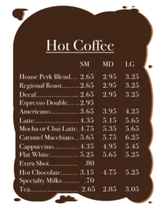 Hot Coffee Menu | HOPE Recovery Homes